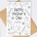 PRINTABLE Mother's Day Coloring Card | Floral Design Digital Greeting ...