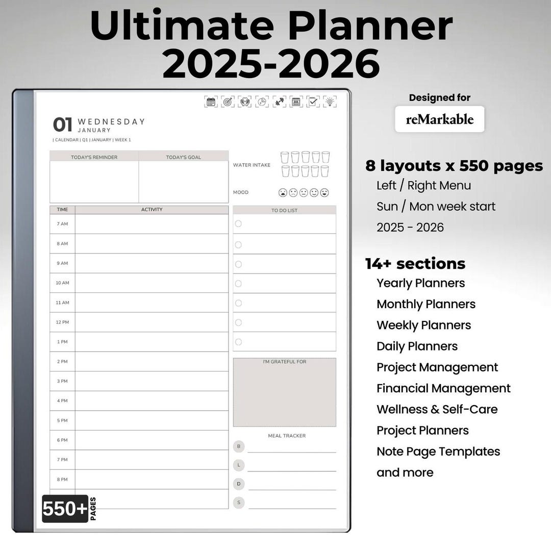 Remarkable Ultimate Planner 2025-2026 | Daily, Weekly, Monthly & Yearly ...