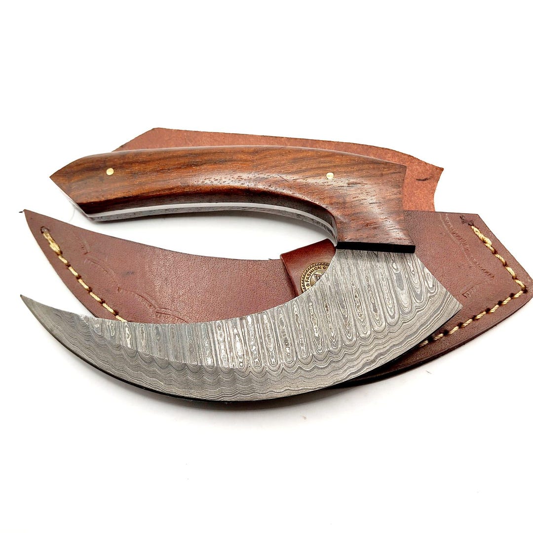 Handmade Damascus Steel Ulu Knife: Butcher, Skinning & Pizza Cutter - Etsy
