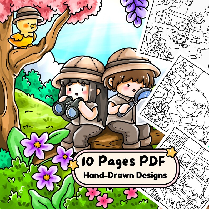 Digital Coloring Page Printables 10 Cozy Cute Fuzzy Animal and Hygge ...