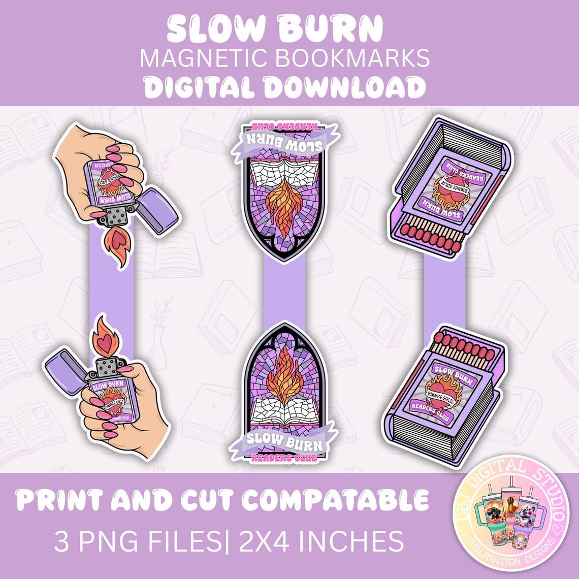3 SLOW BURN - Bookish Designs - Digital Download - Printable Magnetic ...