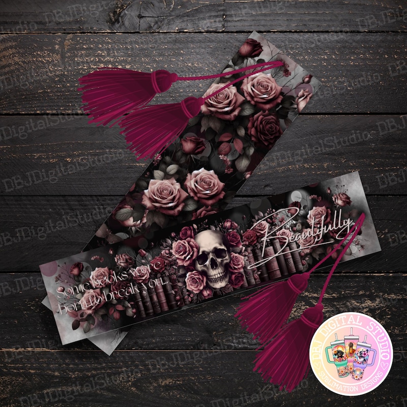 Dark Bookmark With Rose Png - Etsy