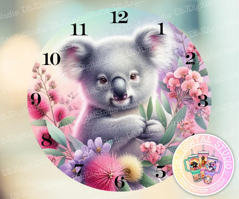 Pastel Koala and Aussie Native Flowers #5 - Digital PNG Sublimation ...
