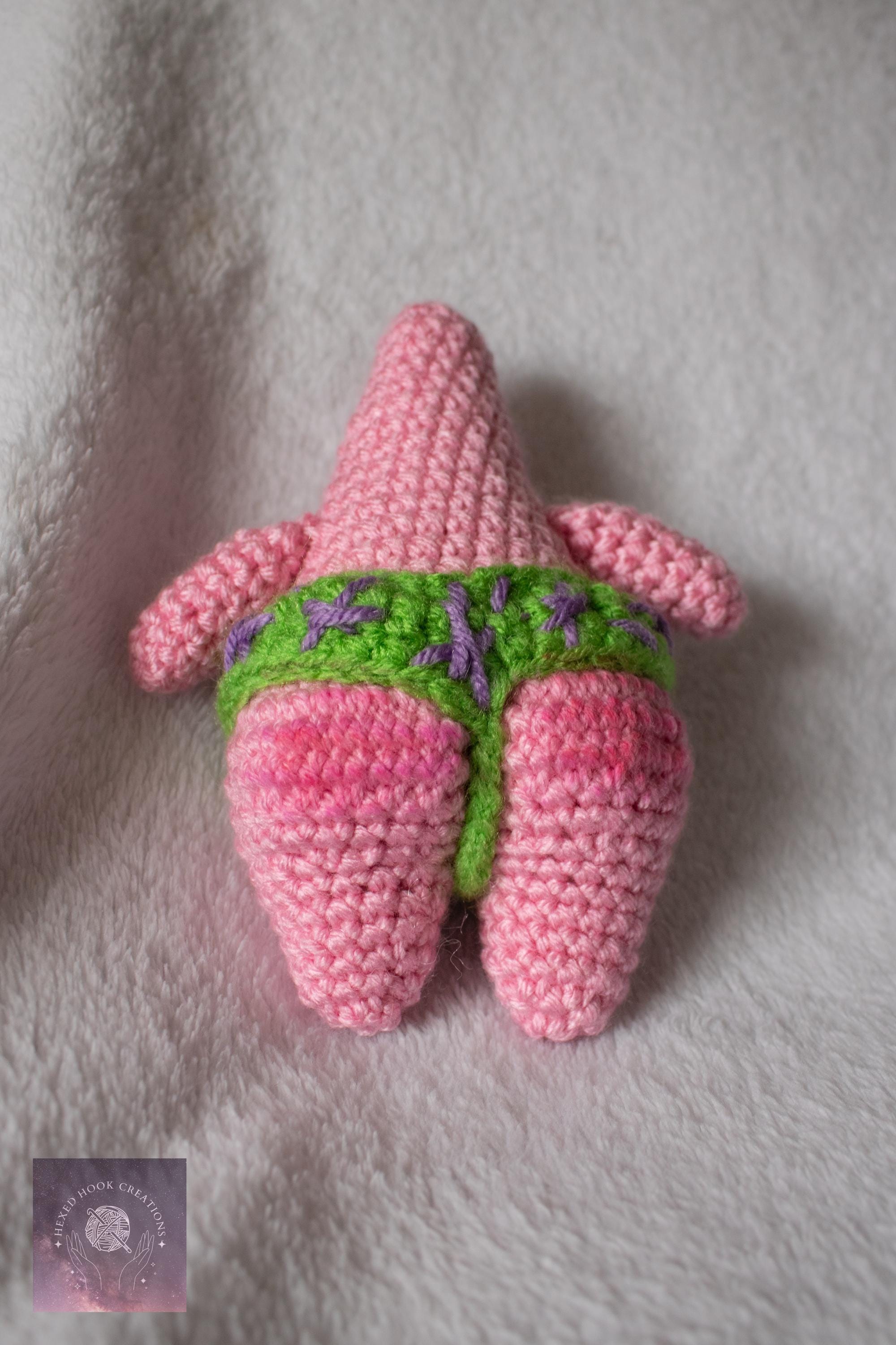 Cheeky Starfish, Patrick, Crochet Amigurumi, Stuffed Animal, Toy, Car ...