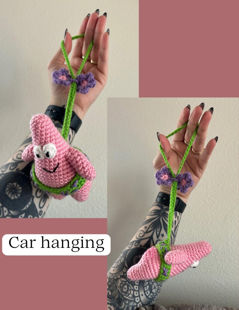 Cheeky Starfish, Patrick, Crochet Amigurumi, Stuffed Animal, Toy, Car ...