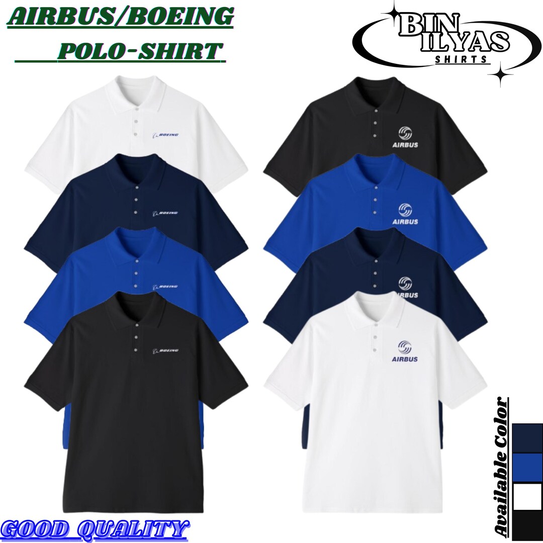 Aviation Polo Shirt - Boeing Airbus Logo Tee - Pilot & Flight Crew Gift ...
