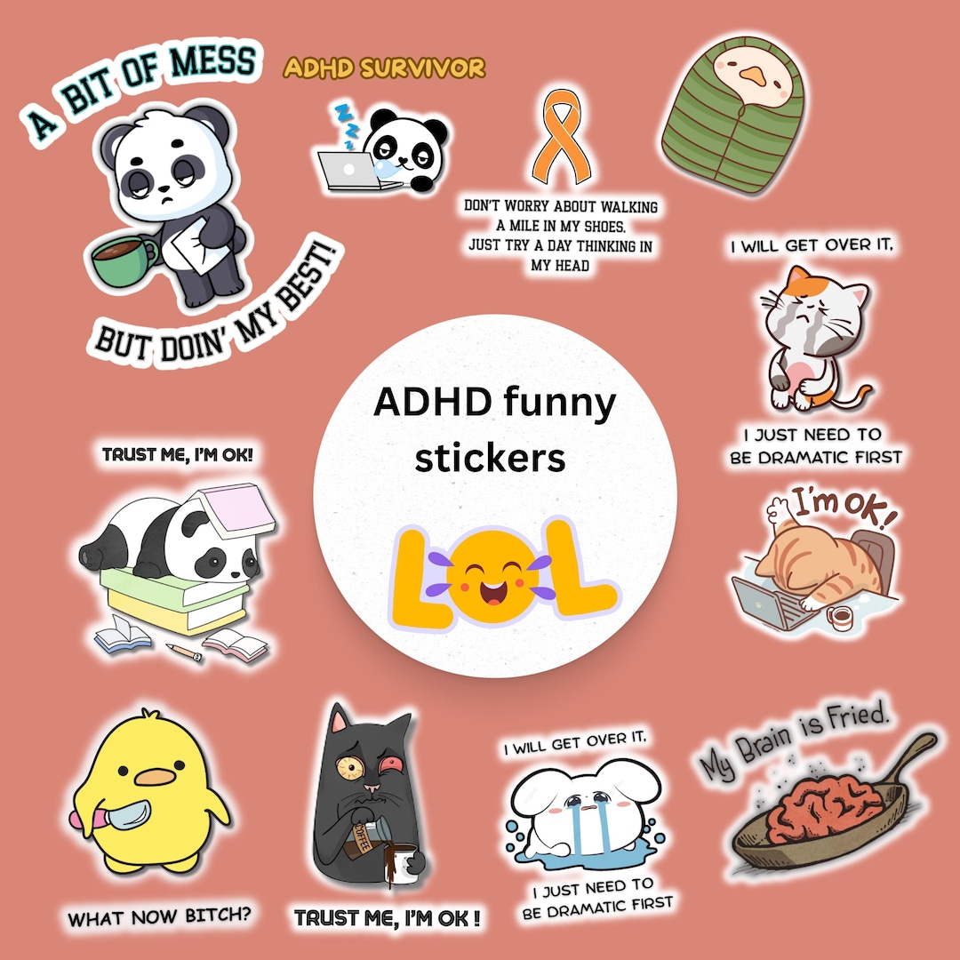 ADHD Funny Sticker|cute Adhd Sticker|adhd Laptop Sticker|adhd Funny ...