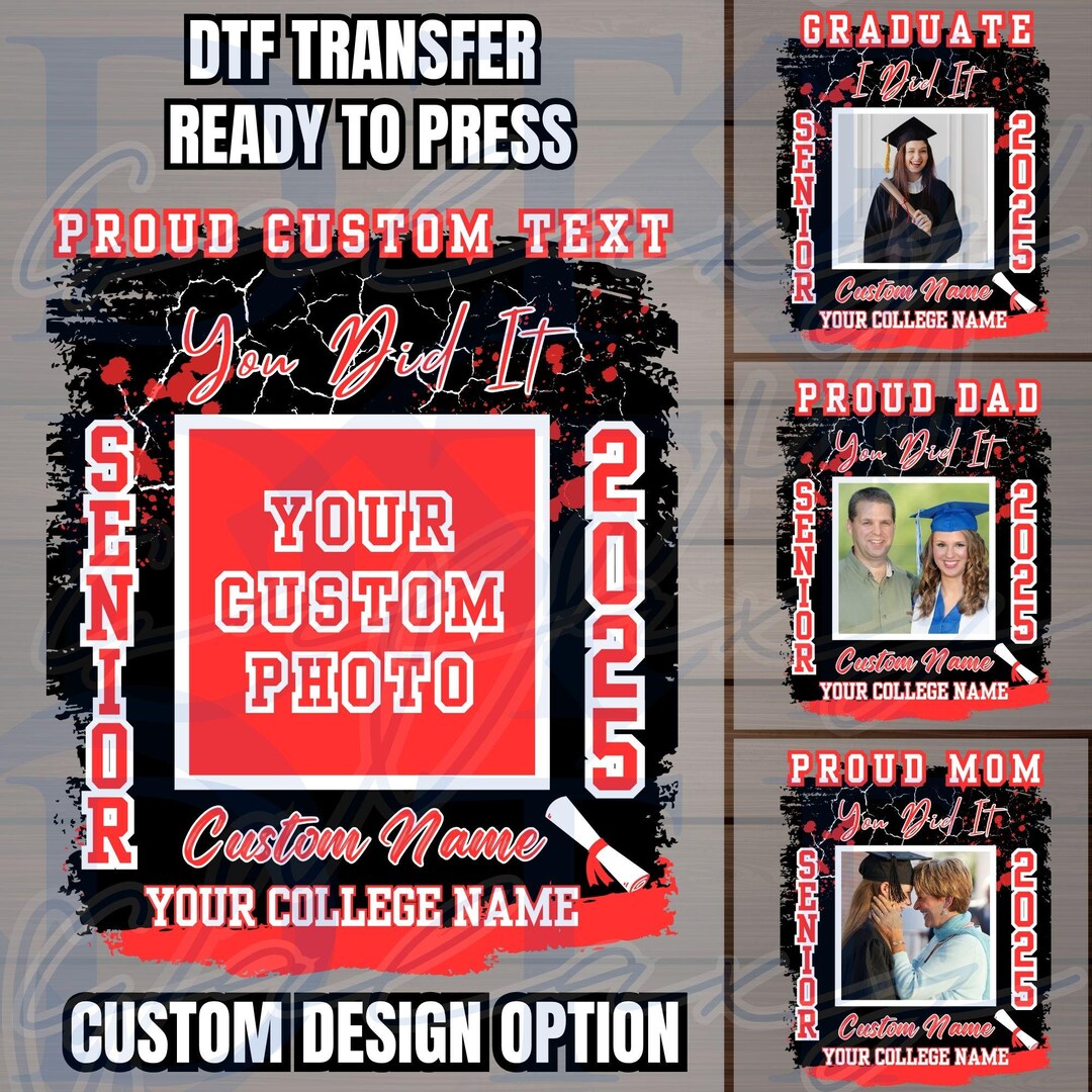 Custom Proud Grad 2025 Transfer, Custom Photo Grad Iron on Transfer ...