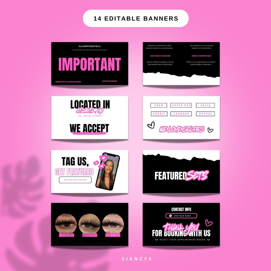 Pink Acuity Scheduling Site Template: Lash Tech, Hair Stylist (canva ...