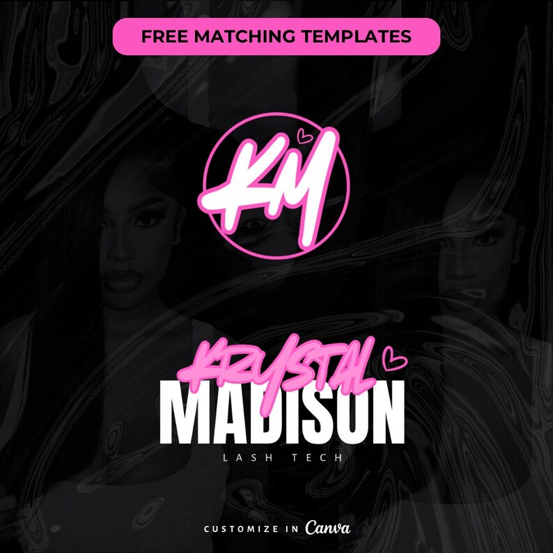 Pink Logo Design Set | Customizable Beauty Logo Templates for Lash ...