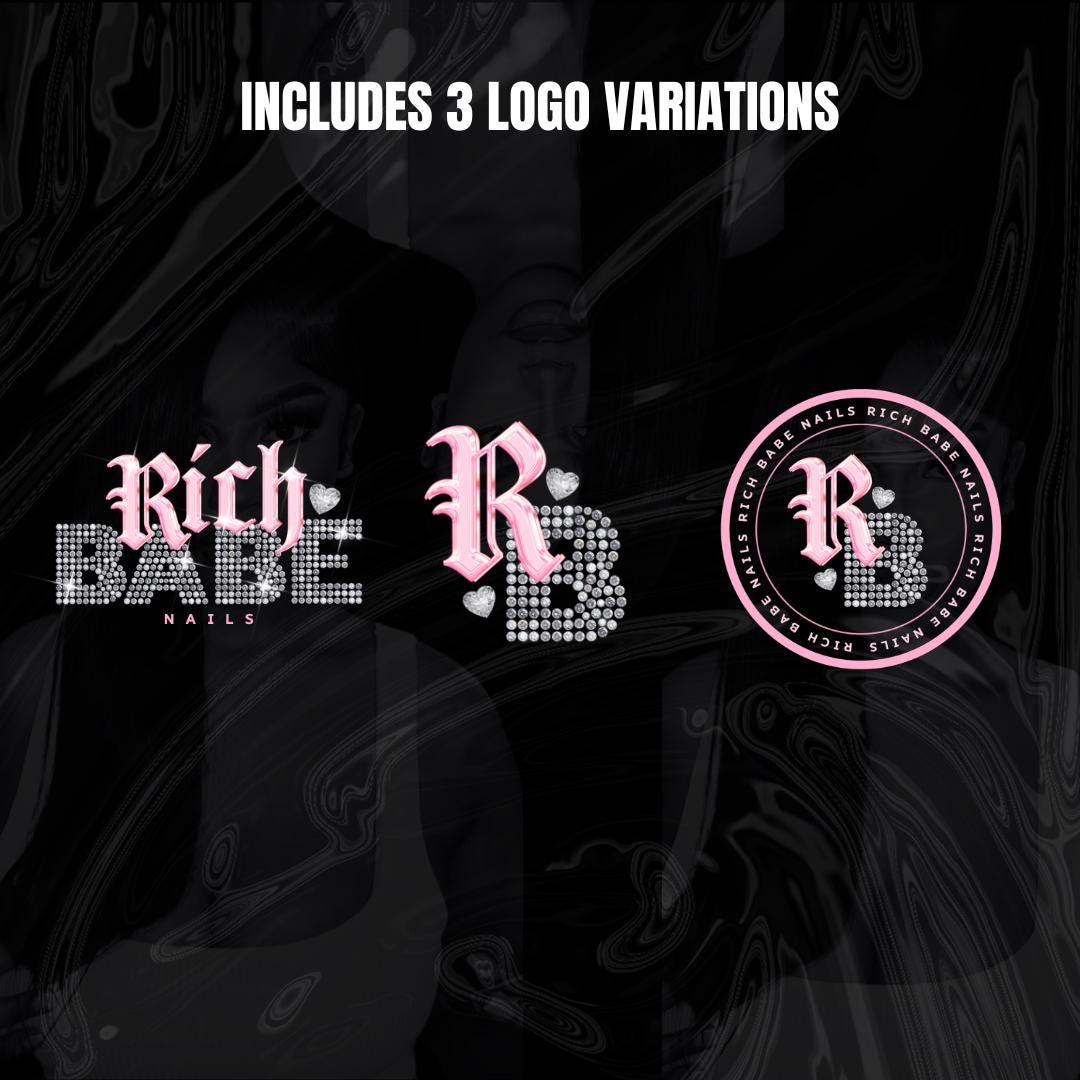 Bling Logo Design | Pink Bold Custom Branding Set for Beauty, Lash ...