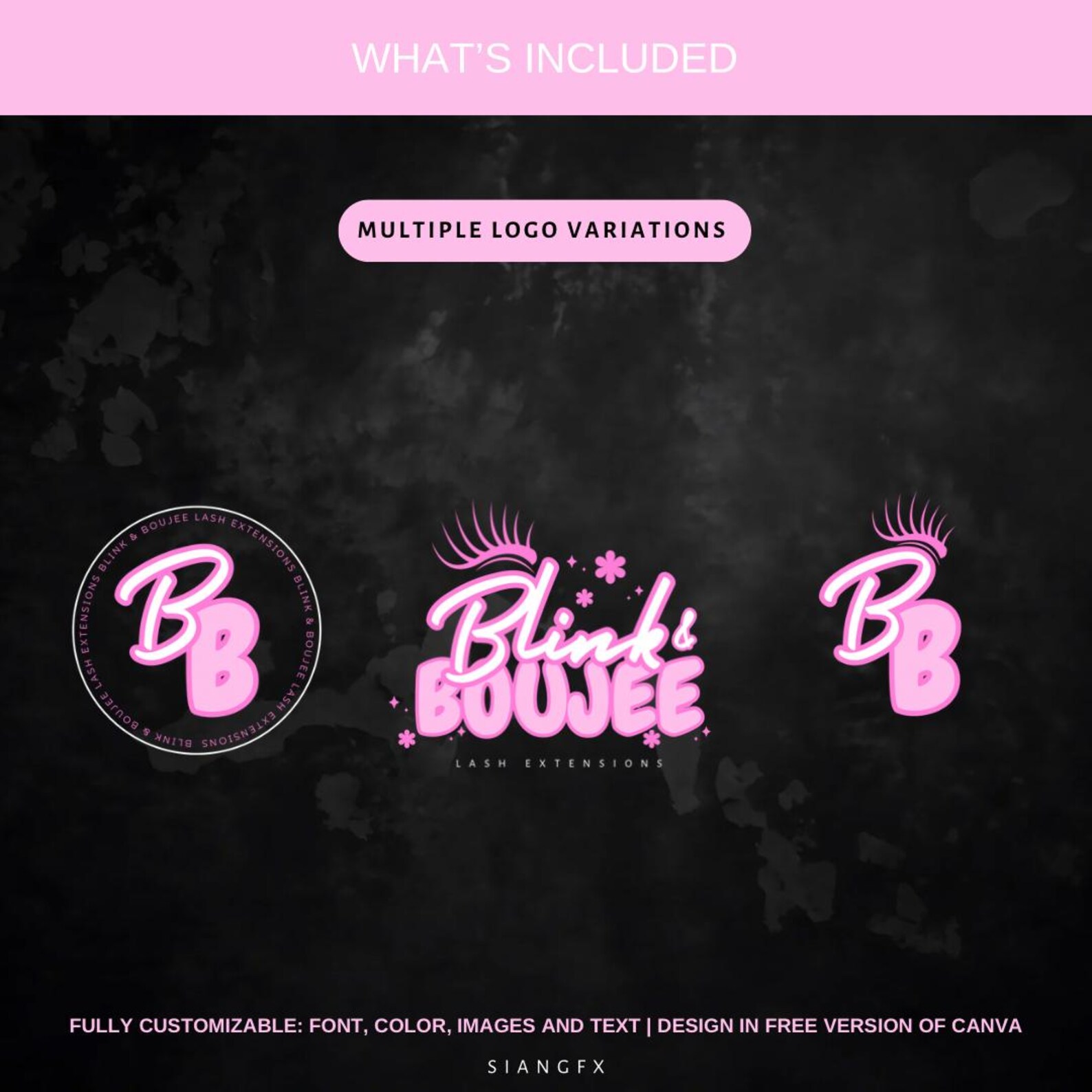 Pink Lash Logo Set | Pink Custom Barbie Logo Design, Lash Tech Logo ...