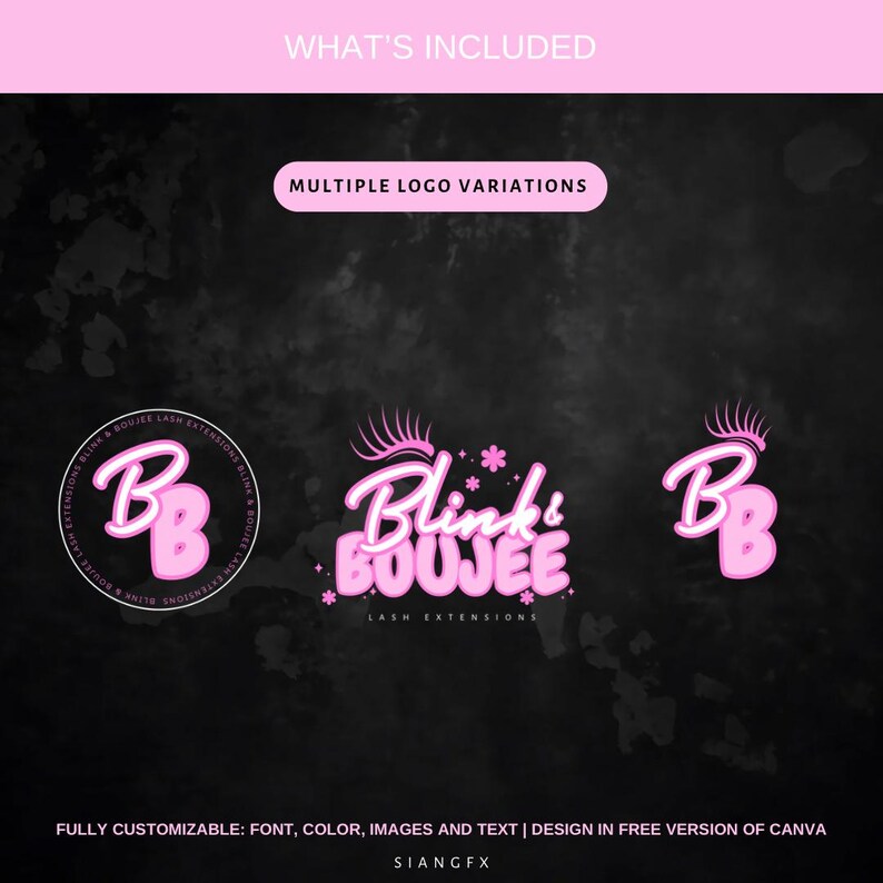 Pink Lash Logo Set: Custom Barbie Design (editable Canva Logo) - Etsy