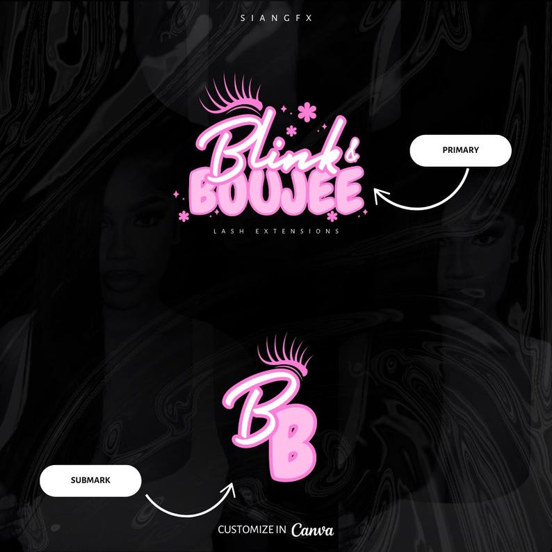 Pink Lash Logo Set: Custom Barbie Design (editable Canva Logo) - Etsy