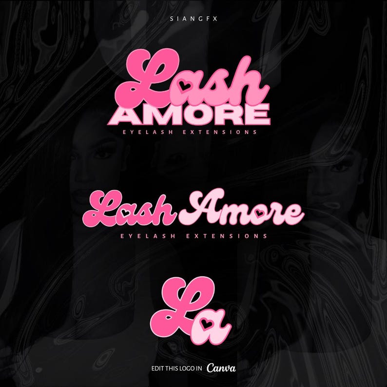 Lash Logo Design Set | Customizable Pink Beauty Logo Templates for Lash ...