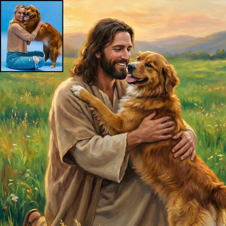 Custom Jesus Hug Portrait, Personalized Christ's Embrace Artwork, Oil ...