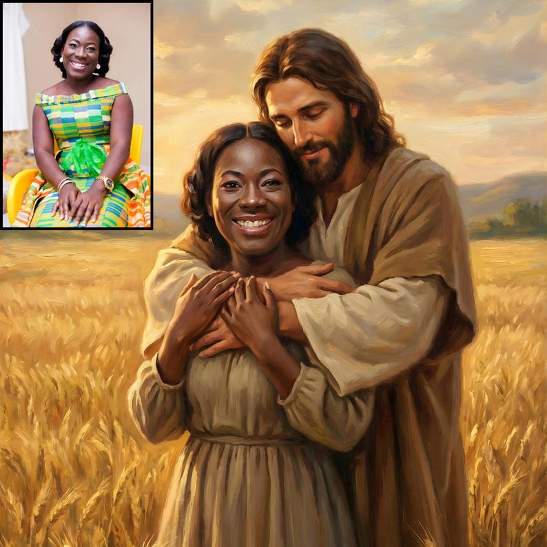 Custom Jesus Hug Portrait, Personalized Christ's Embrace Artwork, Oil ...