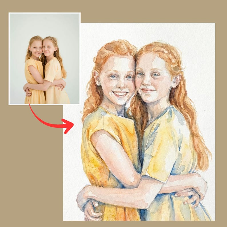 Custom Watercolor Painting Portrait From Photo, Personalized ...