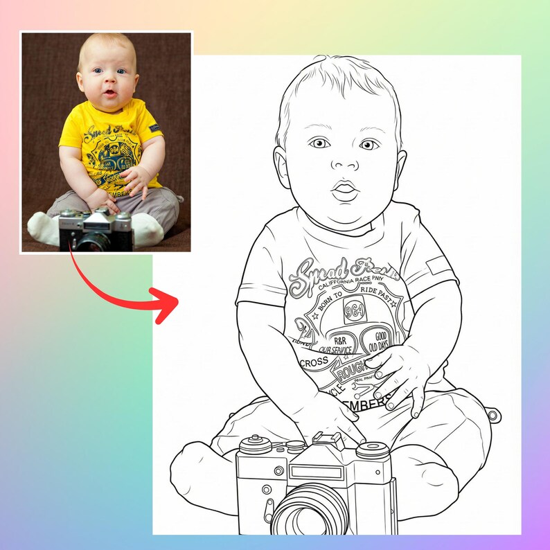10 Custom Coloring Pages From Photo, Customized Kids Activity Page ...