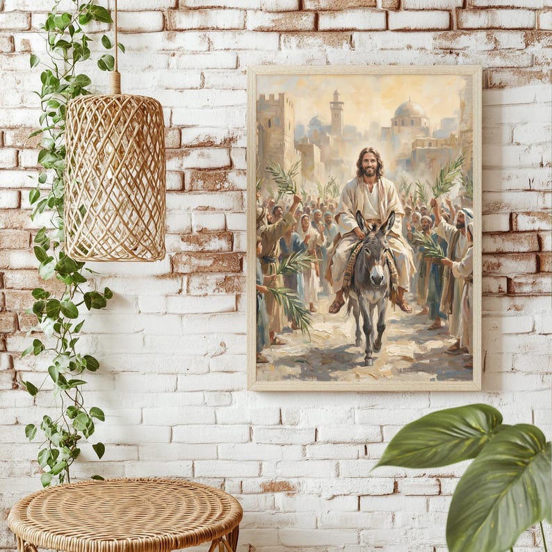 Palm Sunday Wall Art, the Triumphal Entry, Jesus Rides Donkey Into ...