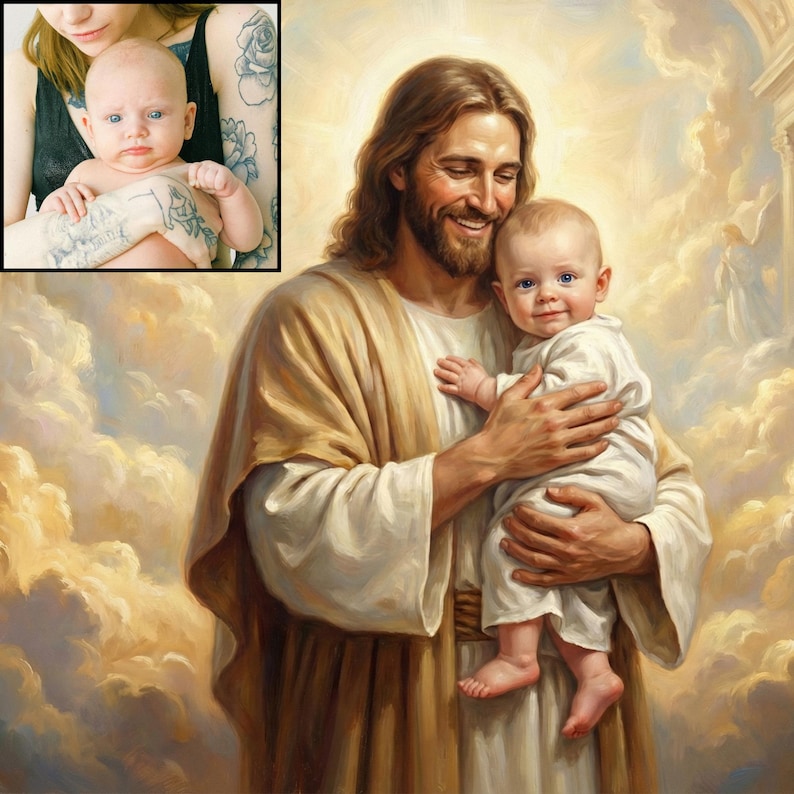 Custom Jesus Hug Portrait, Personalized Christ's Embrace Artwork, Oil ...