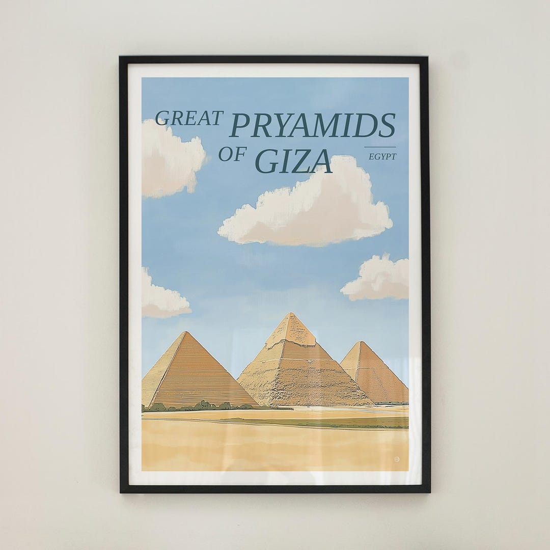 Great Pyramids of Giza Art Print | Majestic Egyptian Desert Poster ...