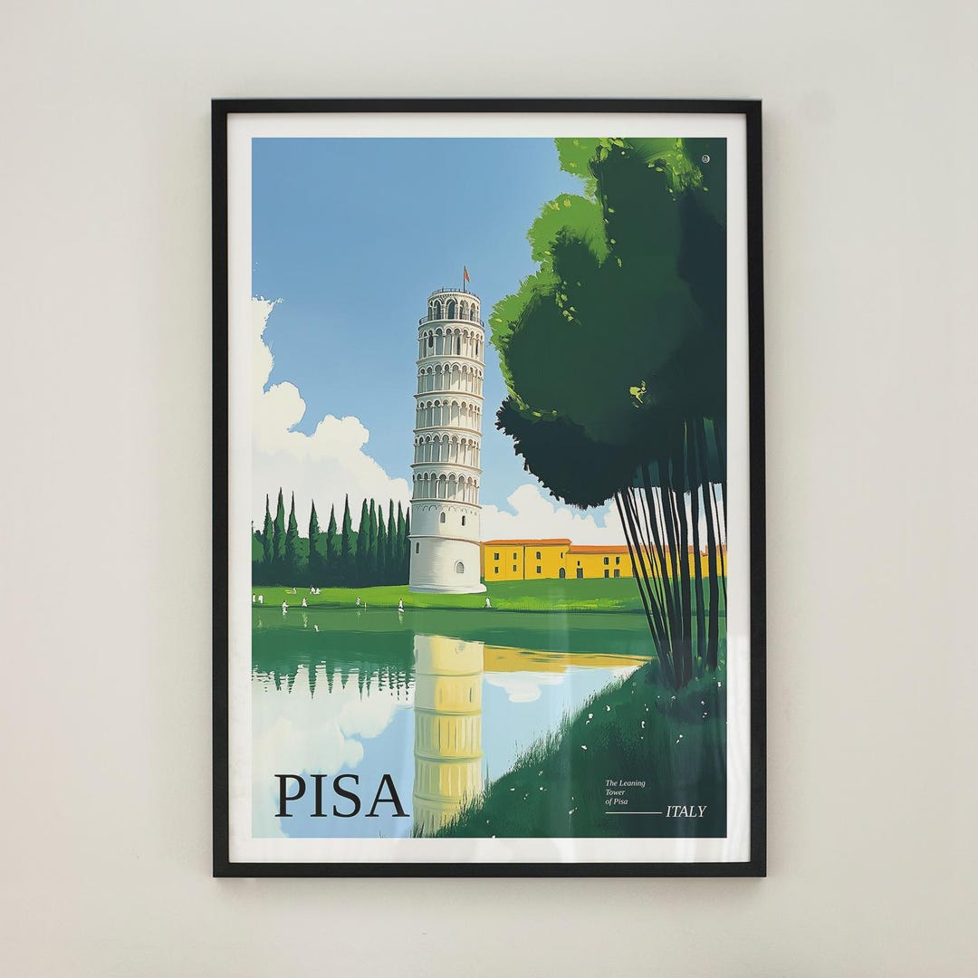 Leaning Tower of Pisa Art Print | Iconic Italy Landmark Poster ...