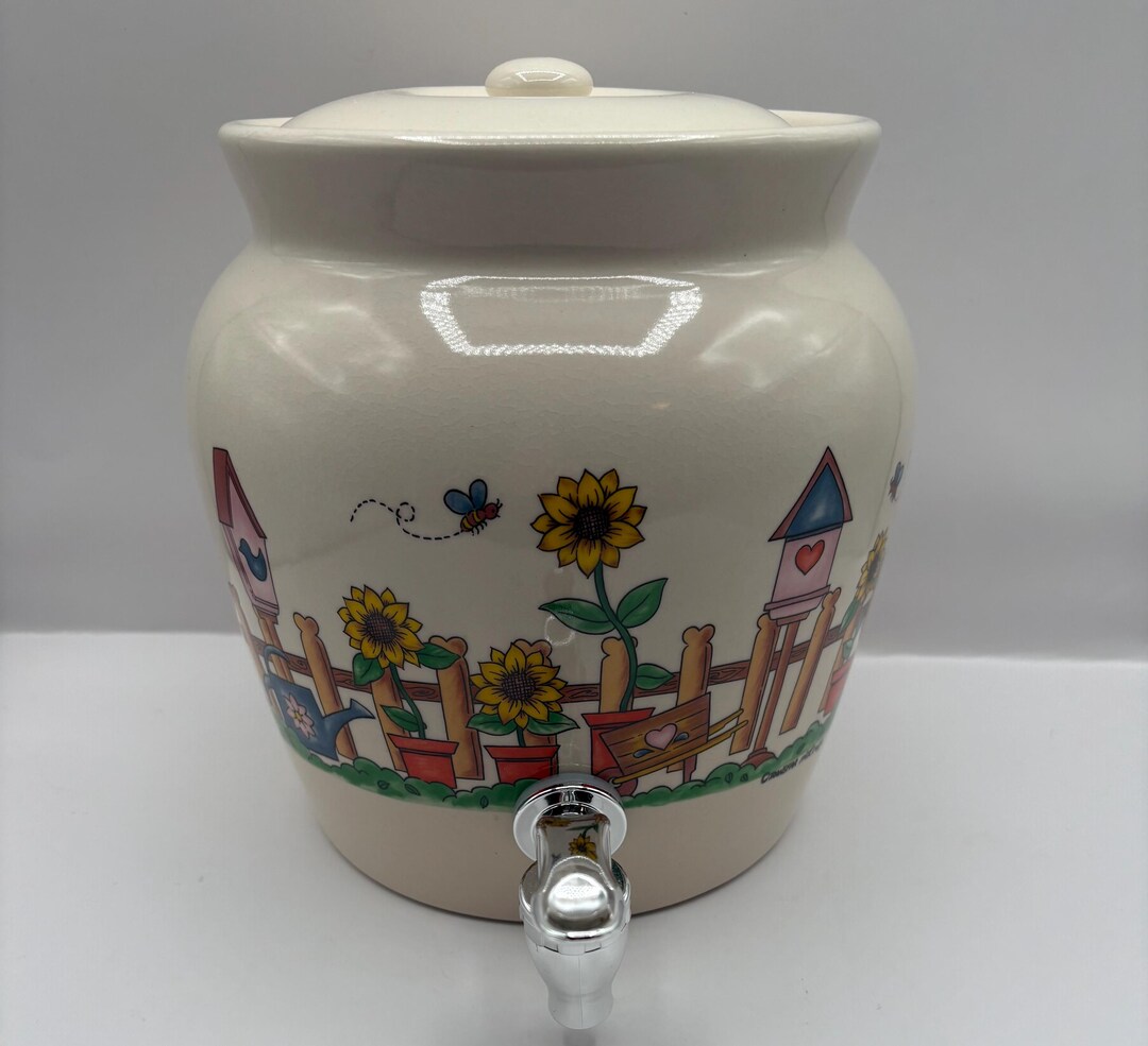 Vintage Ceramic Beverage Dispenser Stoneware Gallon Size Featuring ...