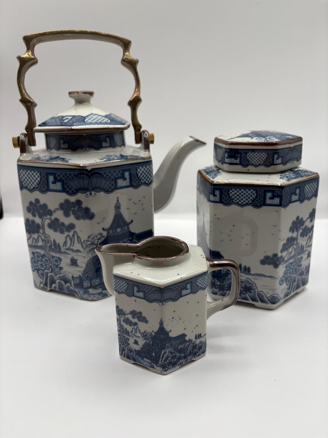 Vintagejapanese Arita Tea Set Hexagonal Teapot and Tea Caddy Also Comes ...