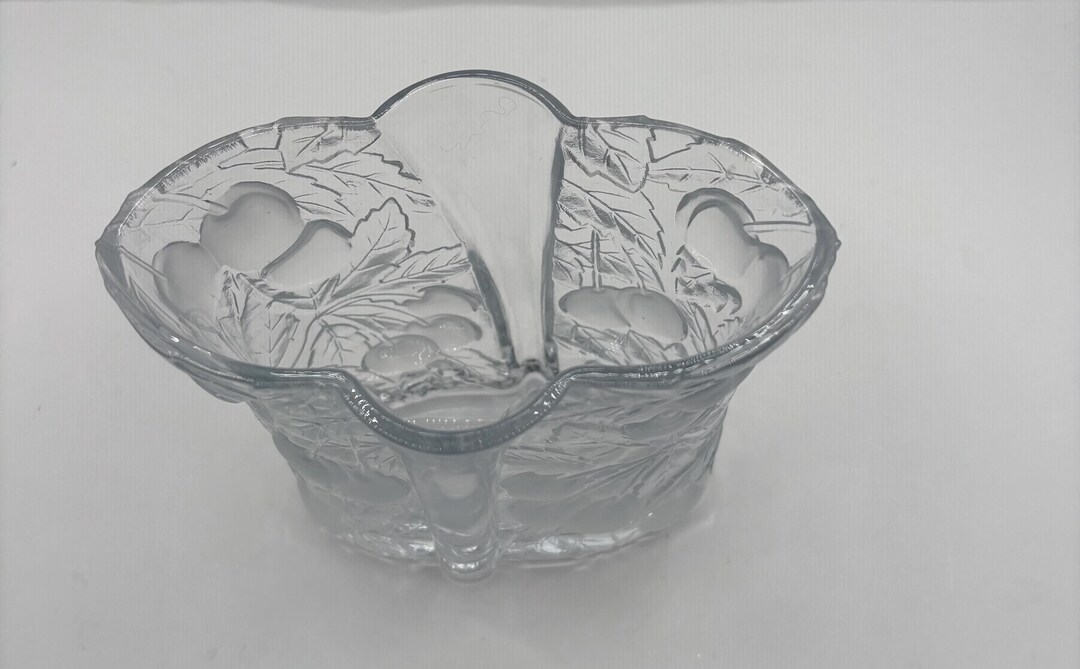 Vintage Heavy Barolac Czech Glass Vase With a Cherry Design and Unique ...