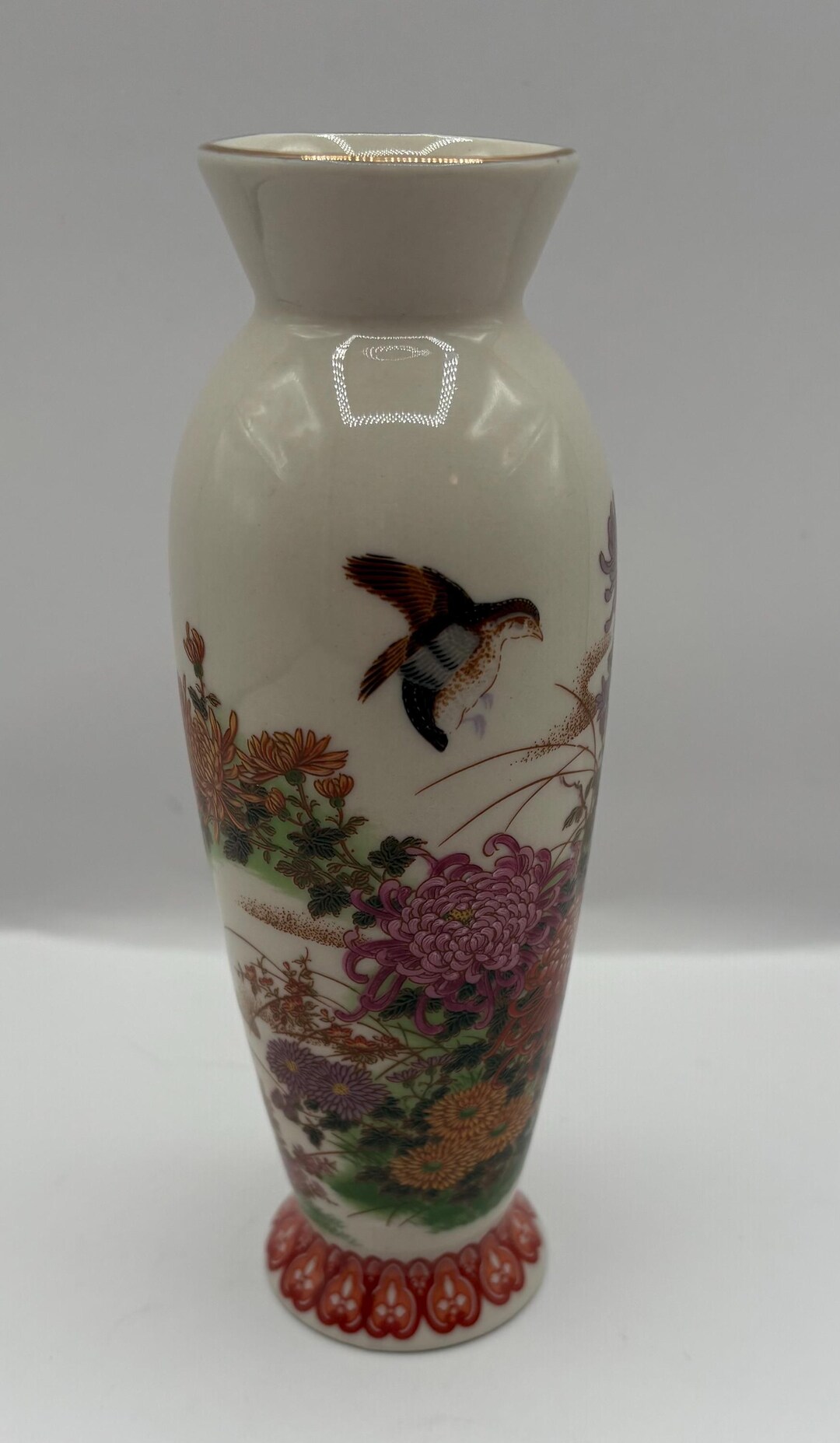 Vintage Shibata Japanese Porcelain Vase With Floral and Bird Motifs 6 ...