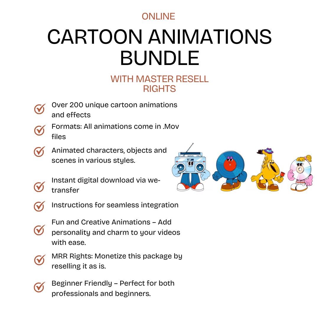 More Than 200 Cartoon Animations With Master Resell Rights - Etsy