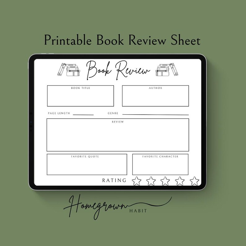 Printable Book Review Sheet | Cute & Cozy Book Tracker | Digital ...