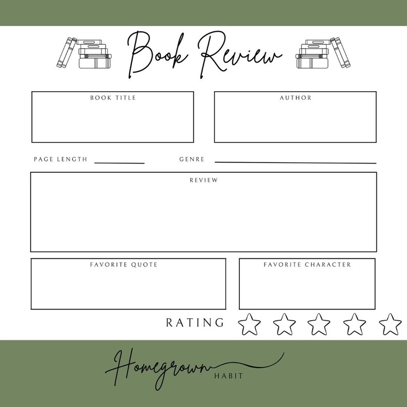 Printable Book Review Sheet | Cute & Cozy Book Tracker | Digital ...