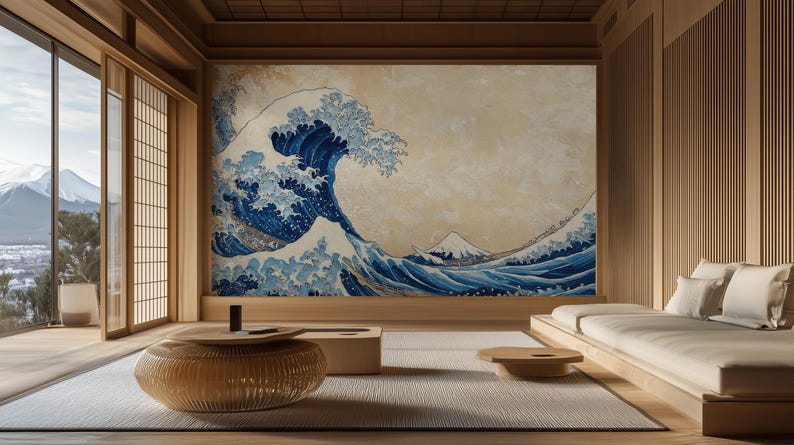 Hokusai Great Wave Mural, Japanese Art Wallpaper, Removable Peel and ...