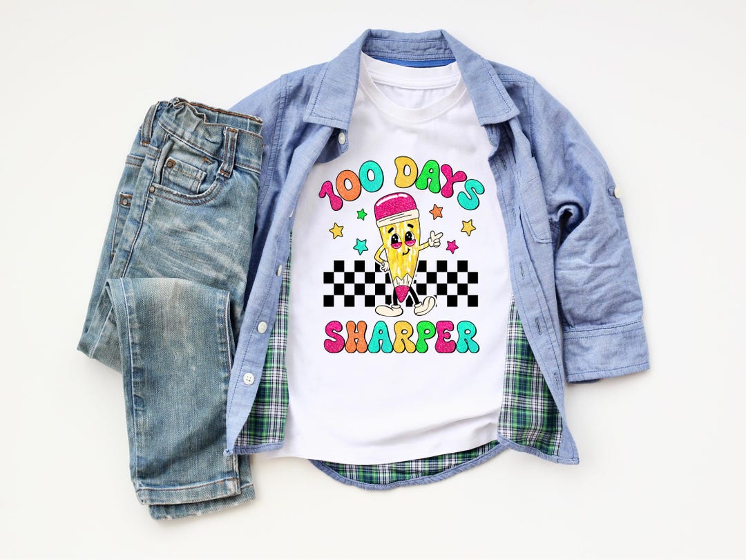 100 Days Sharper School T-shirt, Funny Kids Tee - Etsy