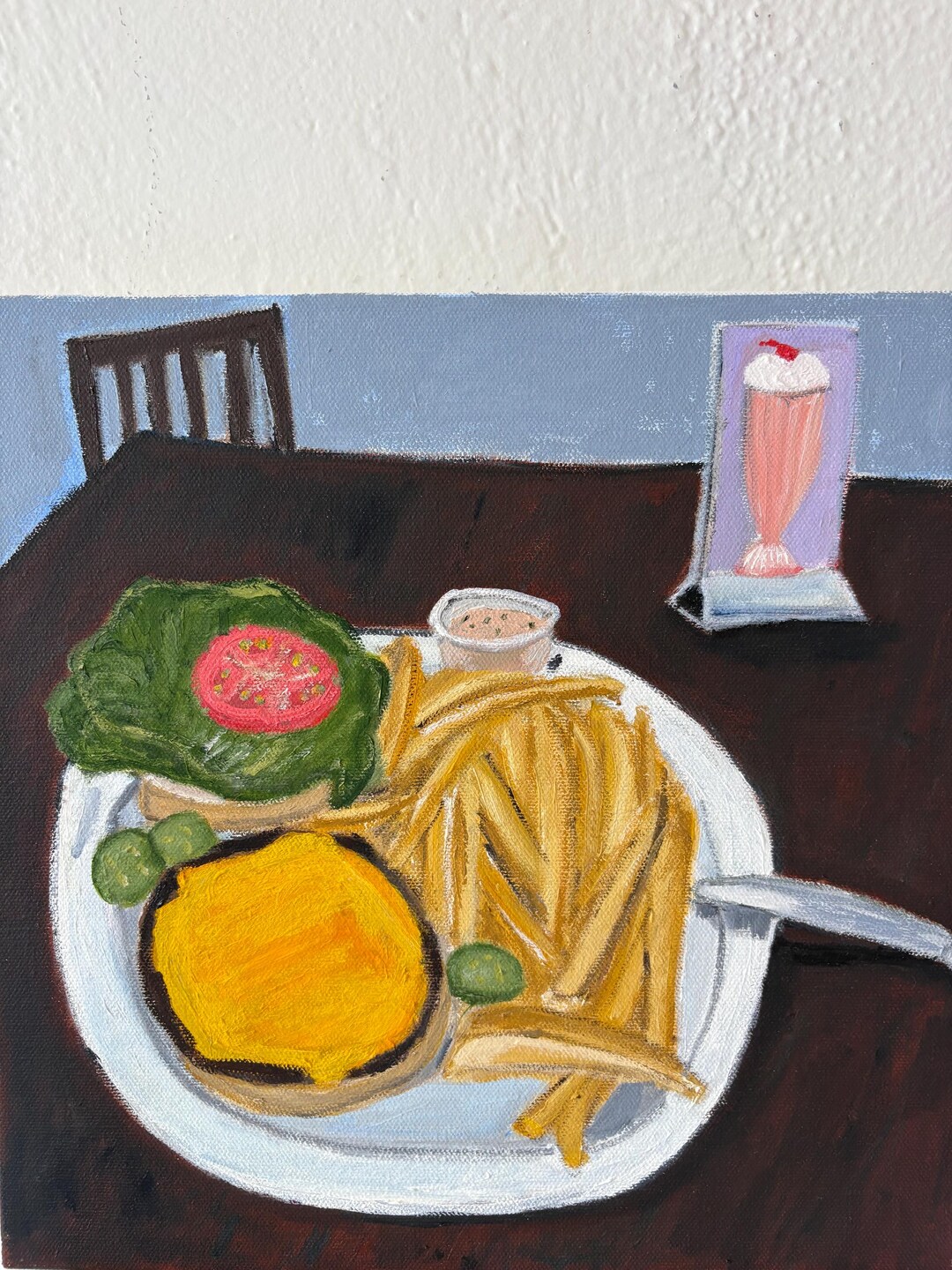 Cheeseburger Oil Painting on Canvas, 12x12 - Etsy