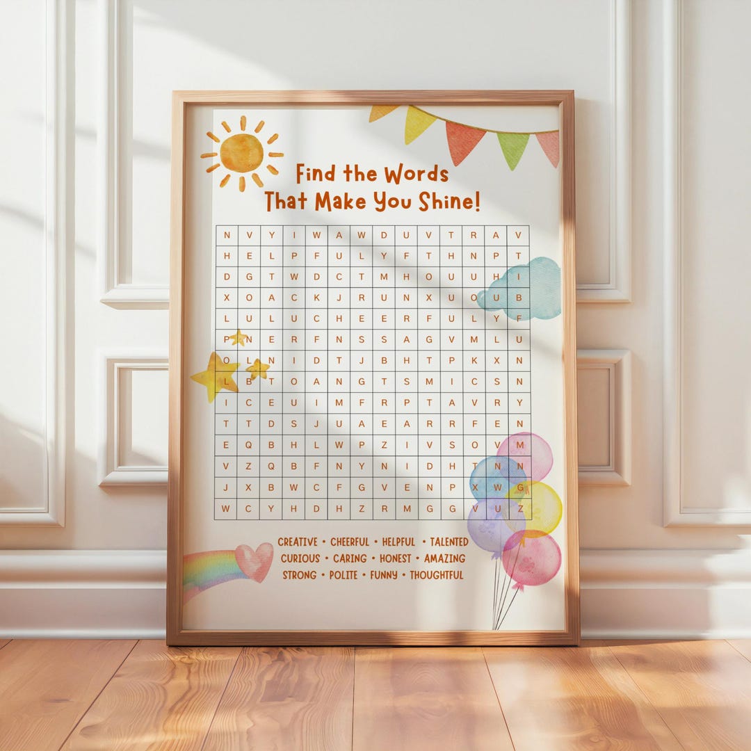 Positive Word Search Poster: Classroom Wall Art, Printable Kindness ...