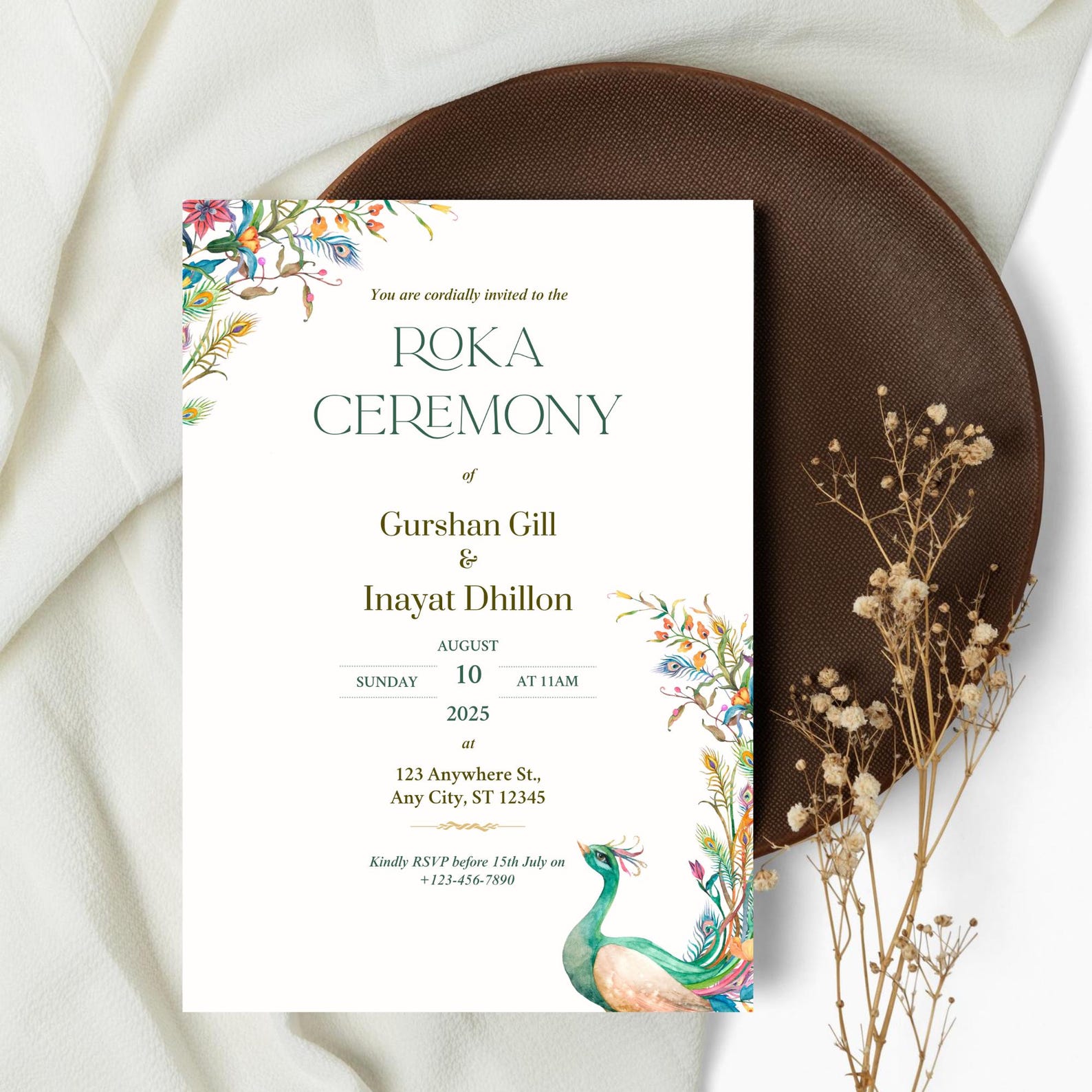 Indian Wedding Invitation Template | Traditional Punjabi Roka Invite ...