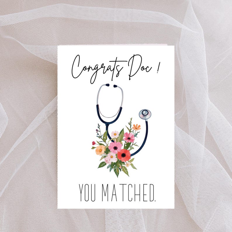Residency Match Congratulations Card: Doctor Gift (printable Download ...