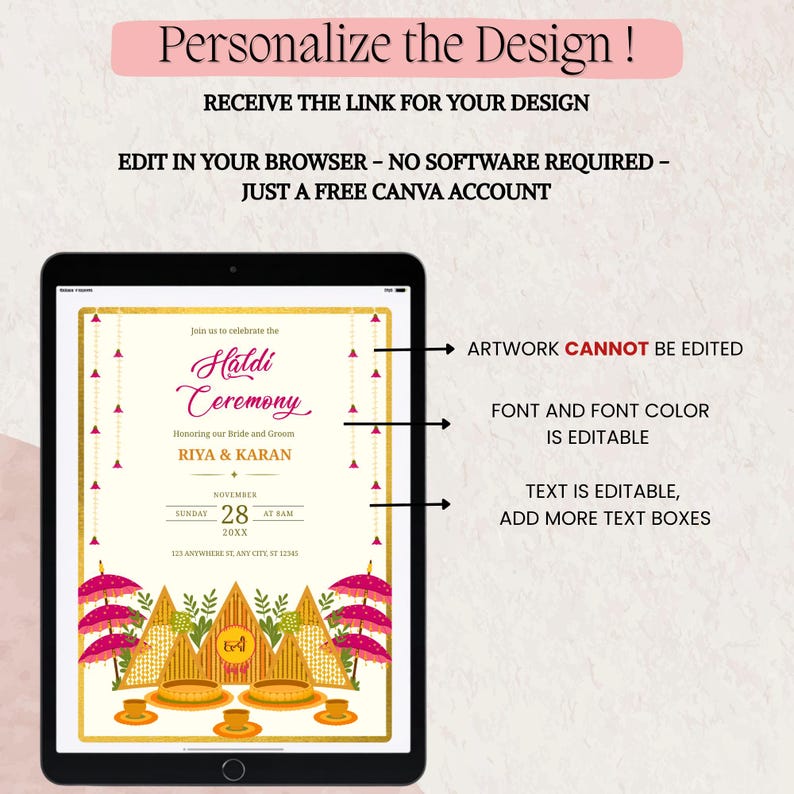 Haldi Ceremony Invitation Template: Editable Marigold Floral Indian ...