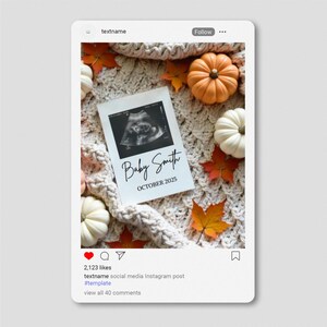 October Pregnancy Announcement Template | Fall Baby Reveal | Halloween ...