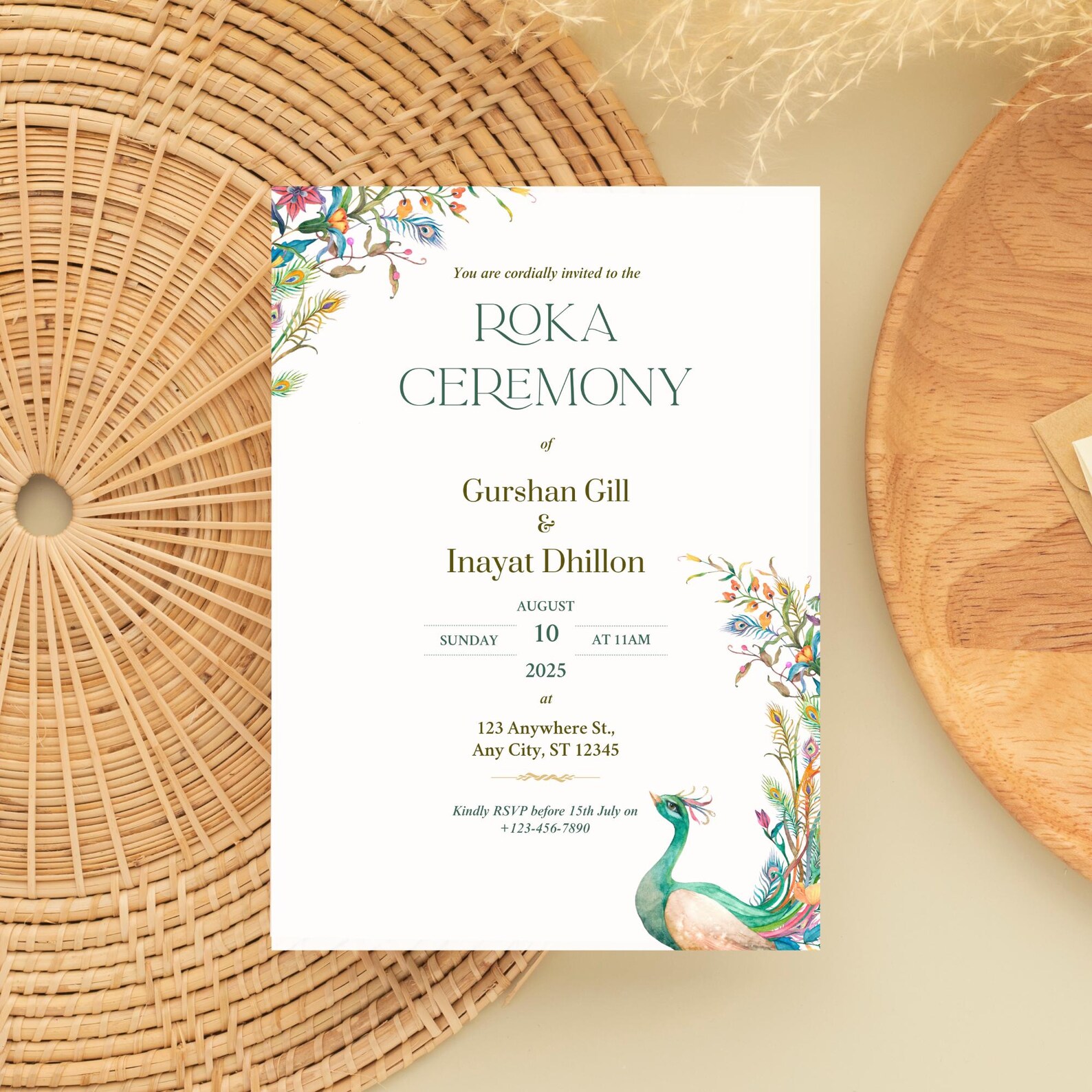 Indian Wedding Invitation Template | Traditional Punjabi Roka Invite ...