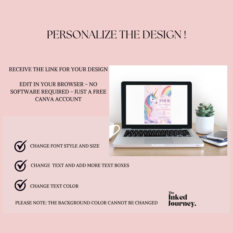 Four Ever Magical Unicorn 4th Birthday Invitation | Pastel Rainbow ...