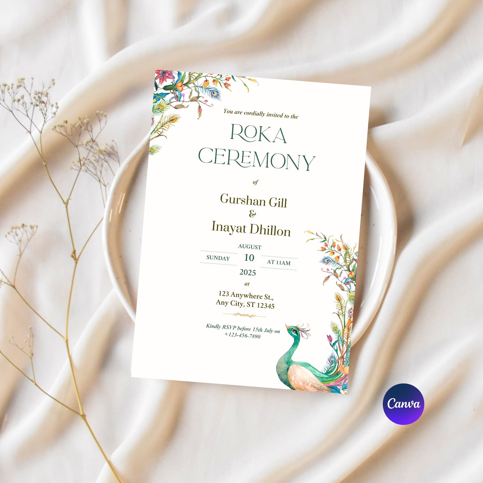 Indian Wedding Invitation Template | Traditional Punjabi Roka Invite ...