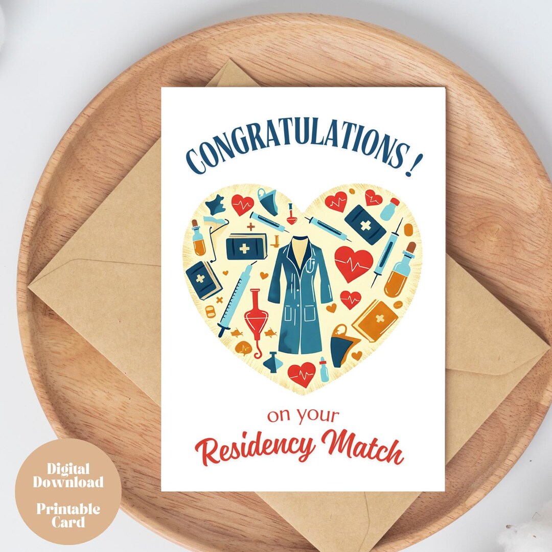 Residency Match Congratulations Card | Doctor Match Day Gift | Medical ...