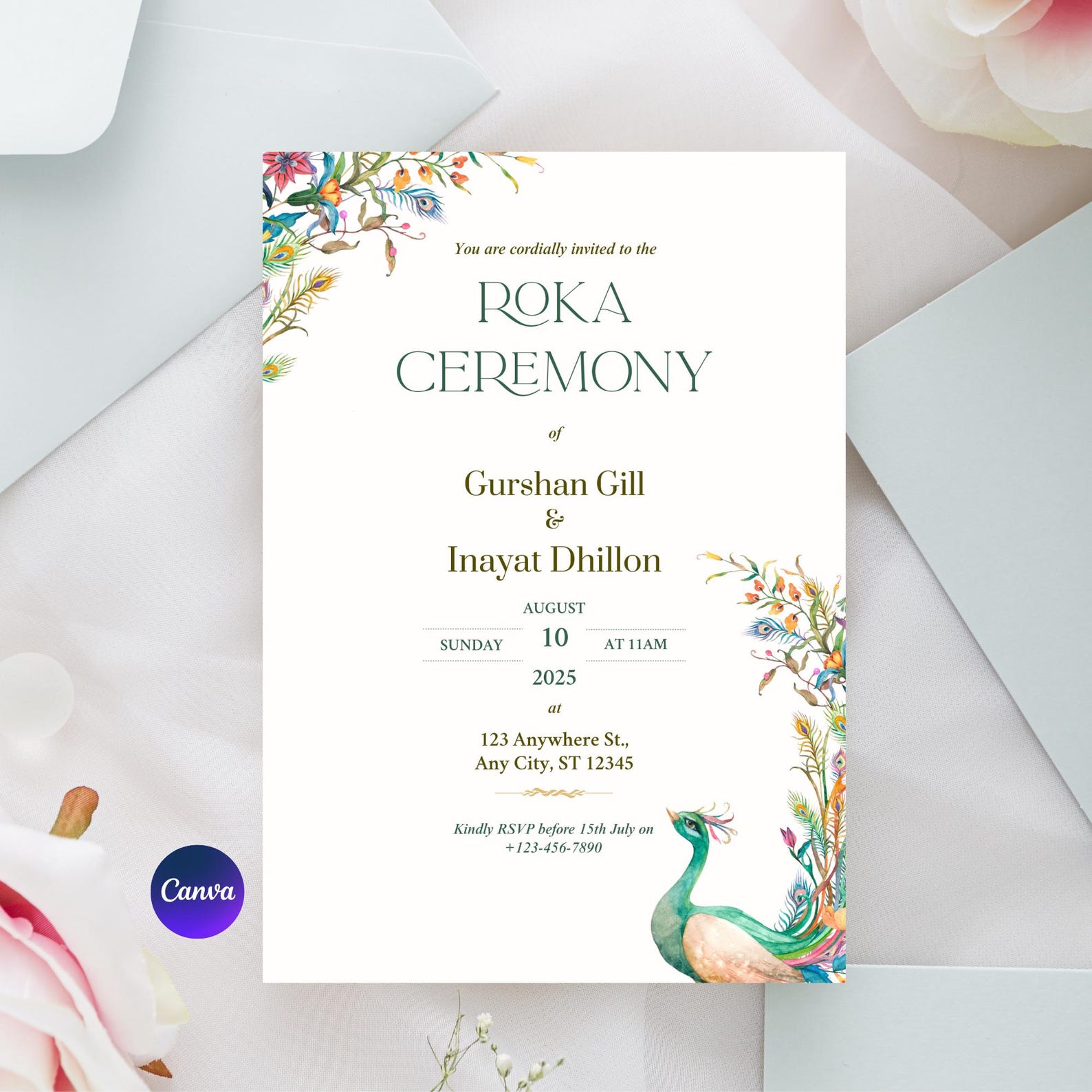 Indian Wedding Invitation Template | Traditional Punjabi Roka Invite ...