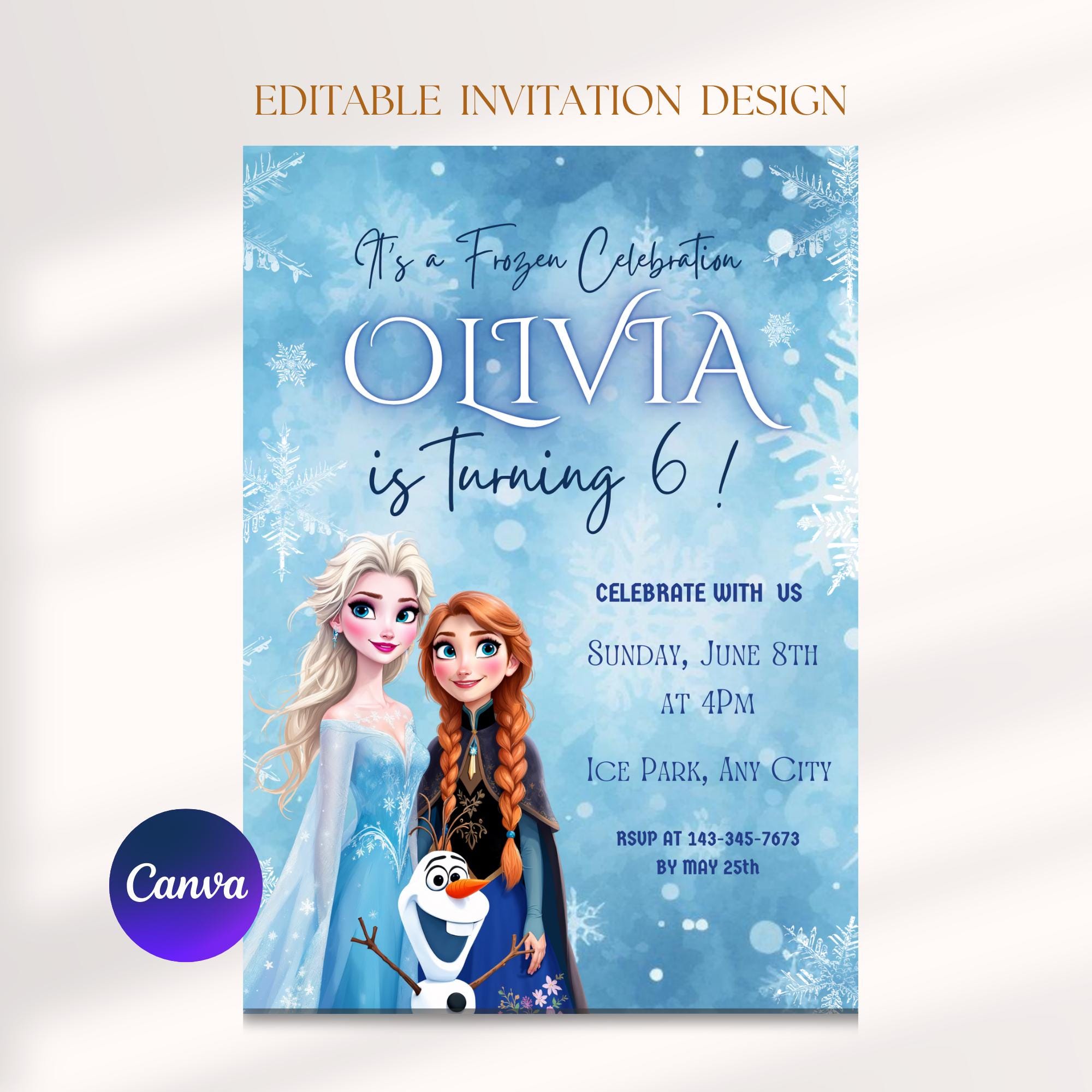 Frozen Birthday Invitation: Elsa and Anna Princess Party (editable ...