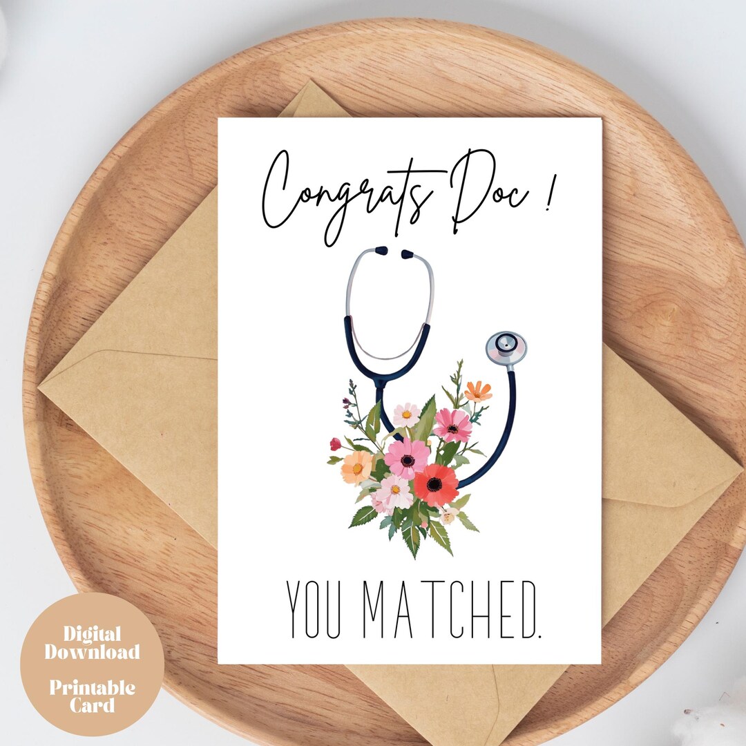 Residency Match Congratulations Card: Doctor Gift (printable Download ...