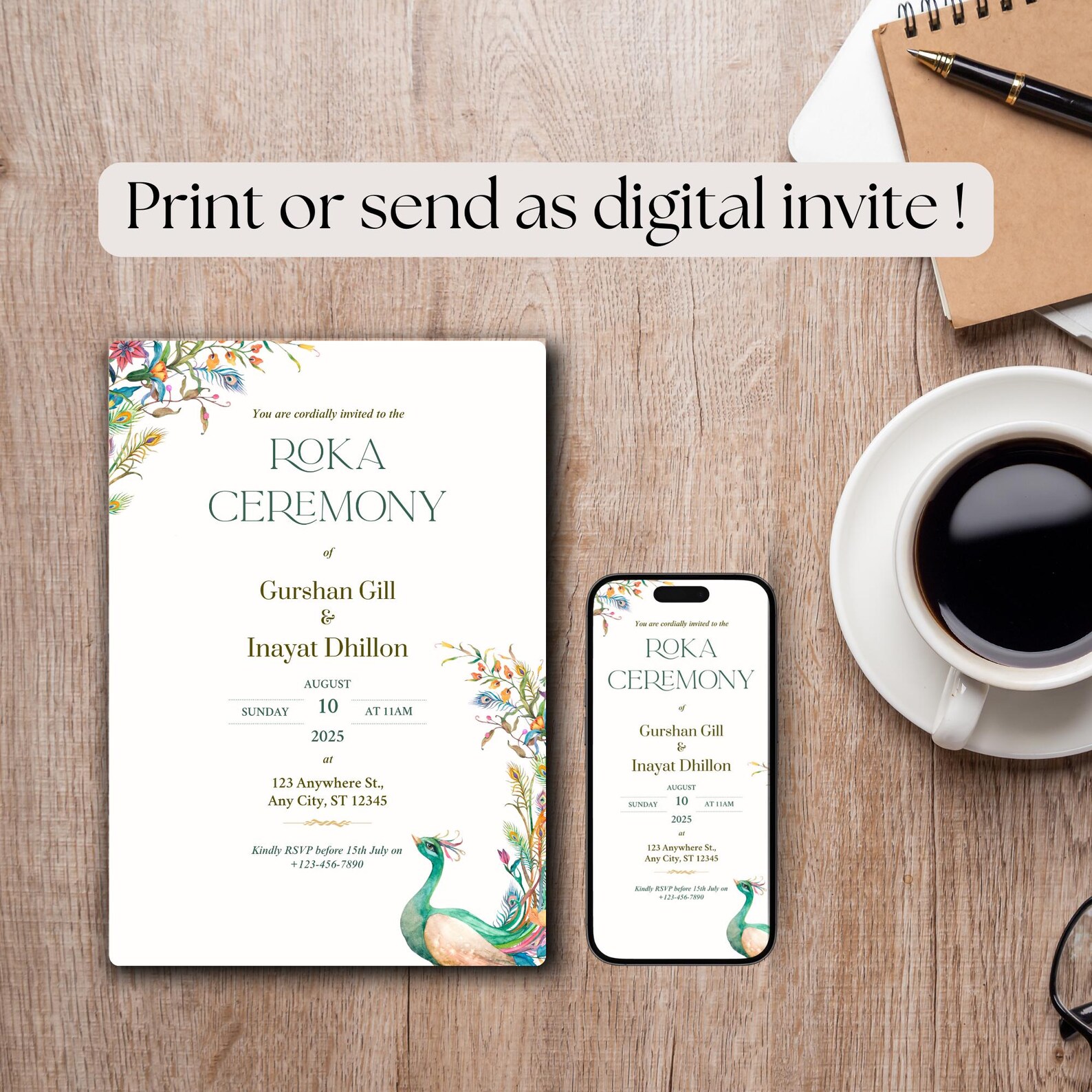 Indian Wedding Invitation Template | Traditional Punjabi Roka Invite ...